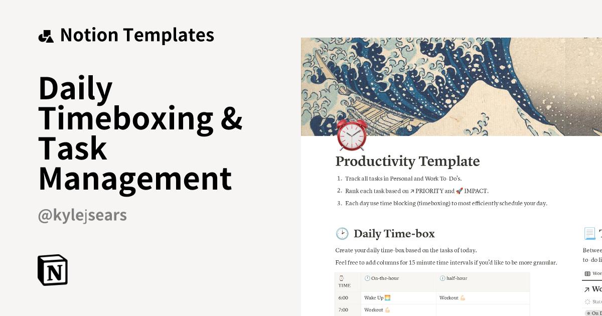 Daily Timeboxing & Task Management Template | Notion Marketplace