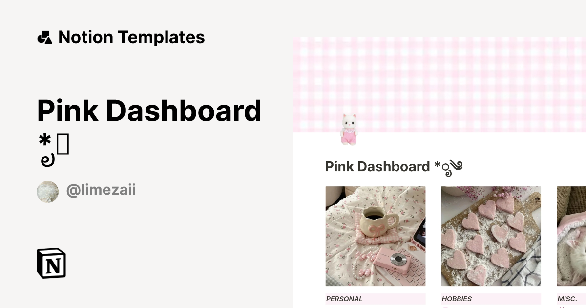 Pink Dashboard *ೃ༄ Template | Notion Marketplace