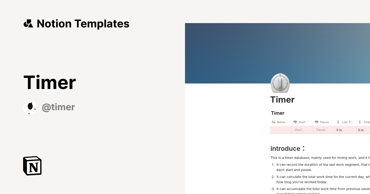 Timer Template | Notion Marketplace