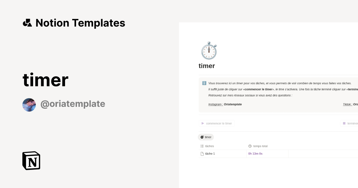 timer Template by Oriatemplate | Notion Marketplace