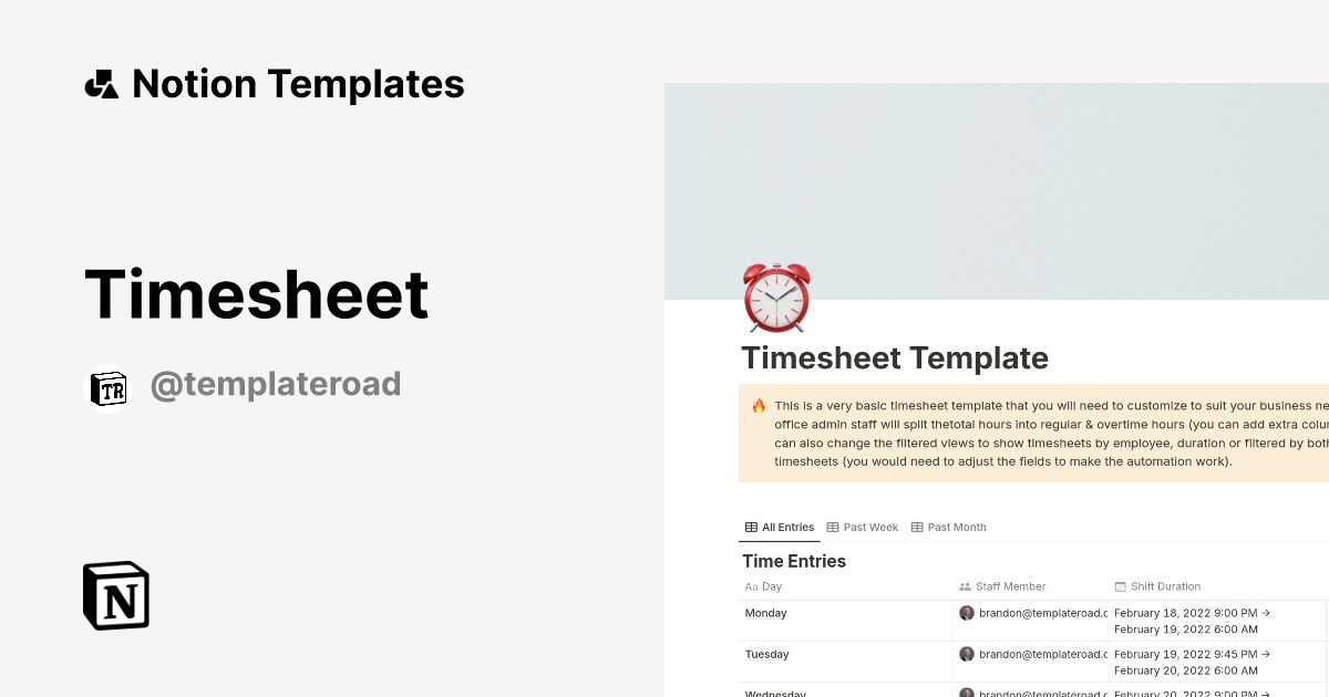 Timesheet Template | Notion Marketplace
