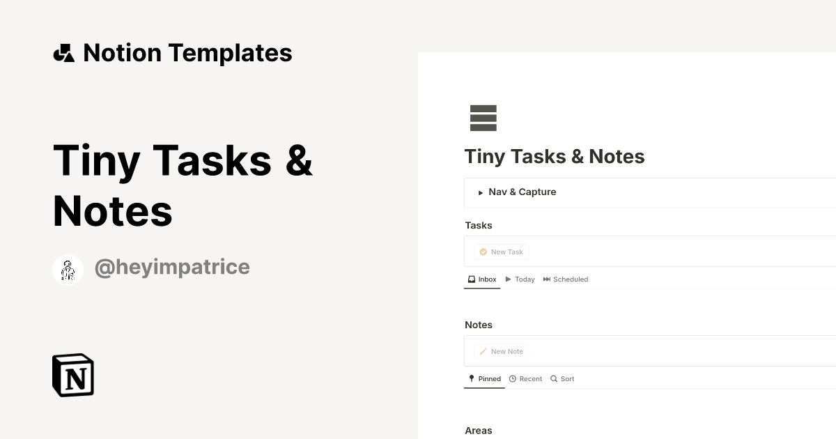 Tiny Tasks & Notes Template by Patrice | Notion Marketplace