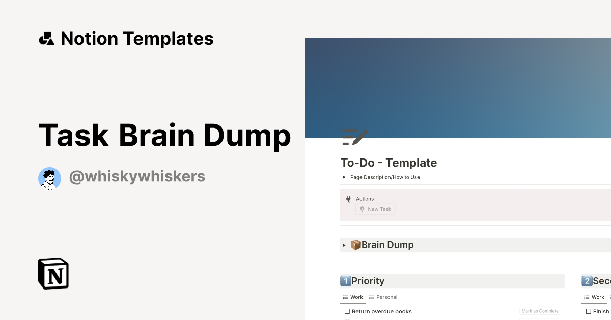 Task Brain Dump Template by Clint Spitzer | Notion Marketplace