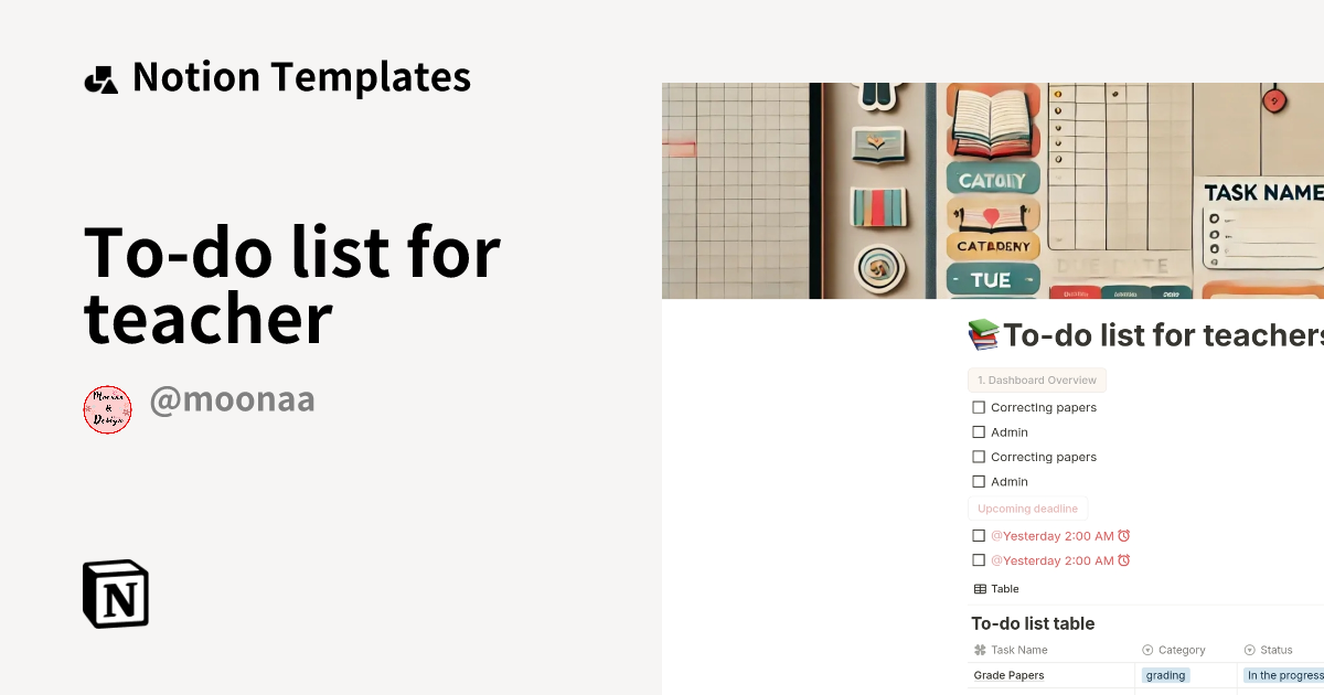 To-do list for teacher Template | Notion Marketplace