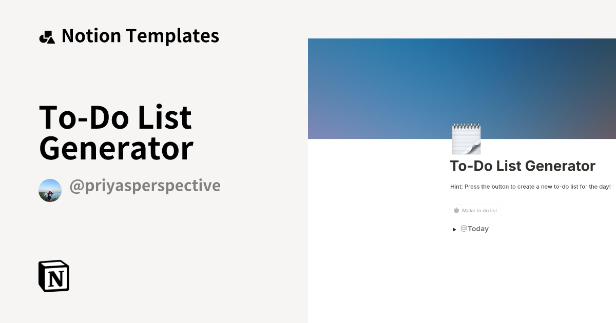 To-Do List Generator Template | Notion Marketplace