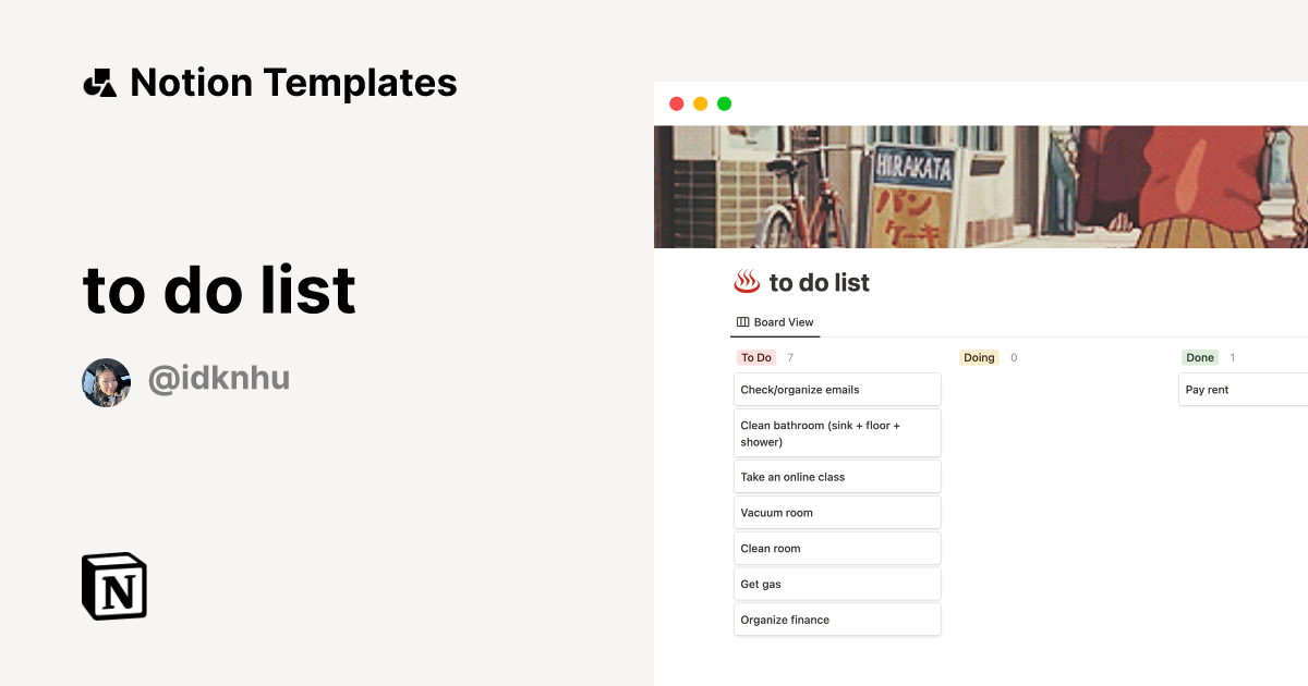 to do list Template | Notion Marketplace