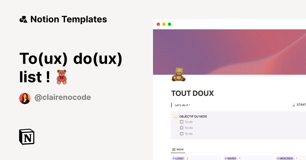 To(ux) do(ux) list ! 🧸 Template | Notion Marketplace