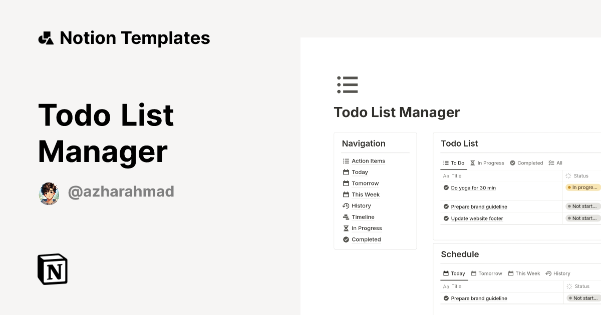 Todo List Manager Template | Notion Marketplace
