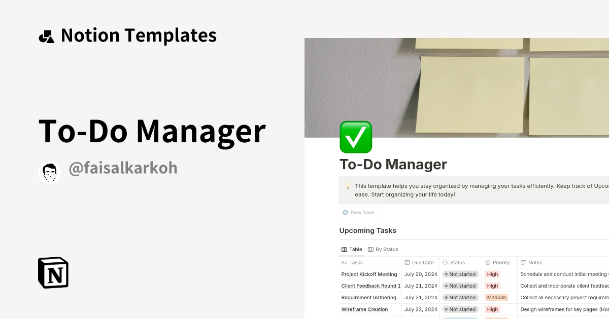 To-Do Manager Template | Notion Marketplace