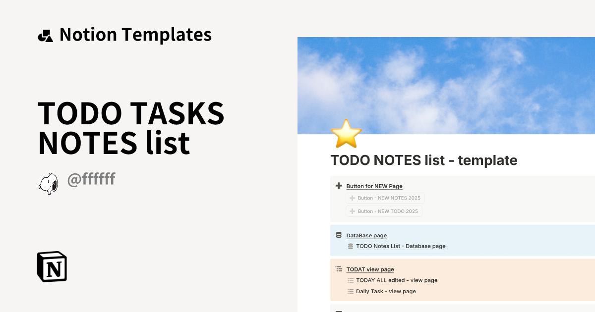 TODO TASKS NOTES list Template by FFFFFF | Notion Marketplace