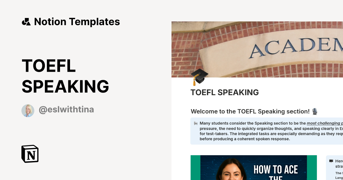 TOEFL SPEAKING Template | Notion Marketplace