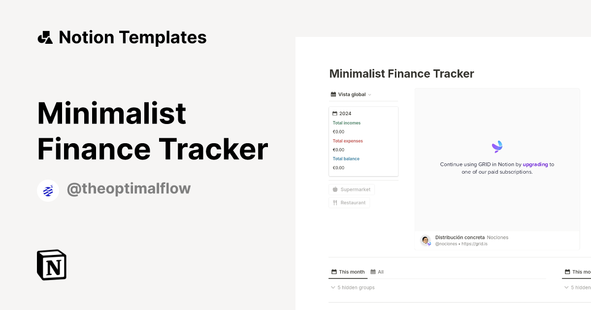 Minimalist Finance Tracker Template | Notion Marketplace