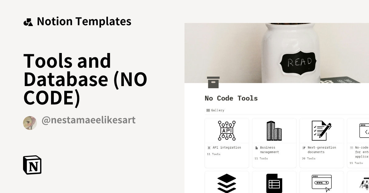 Tools and Database (NO CODE) Template | Notion Marketplace