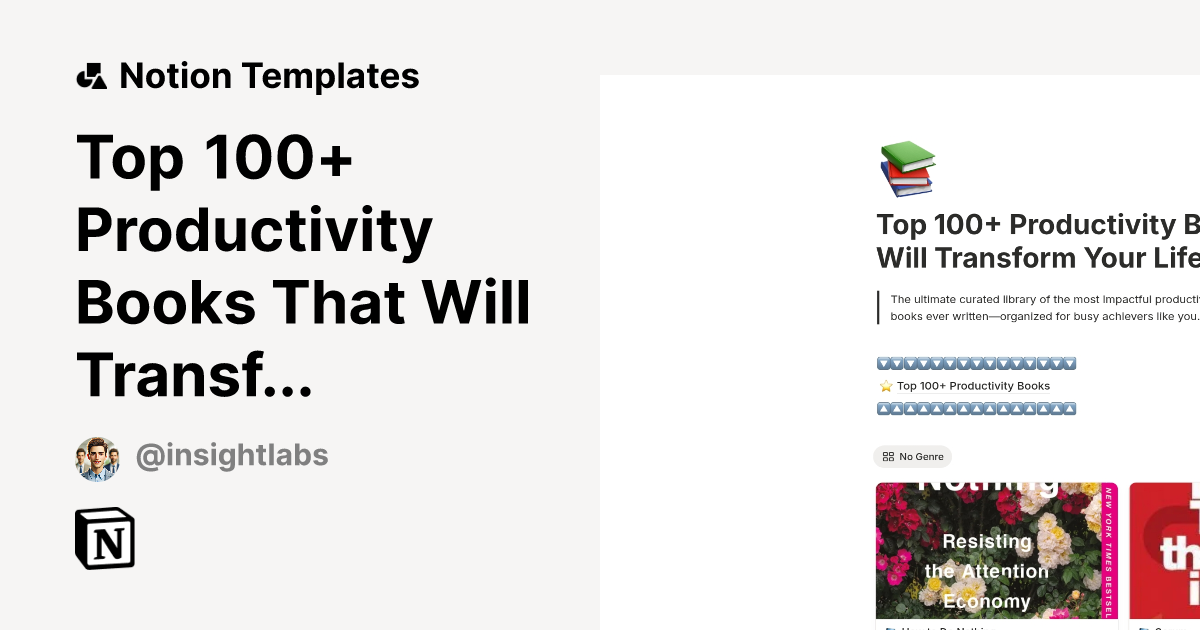 Top 100+ Productivity Books That Will Transf... Template | Notion Marketplace
