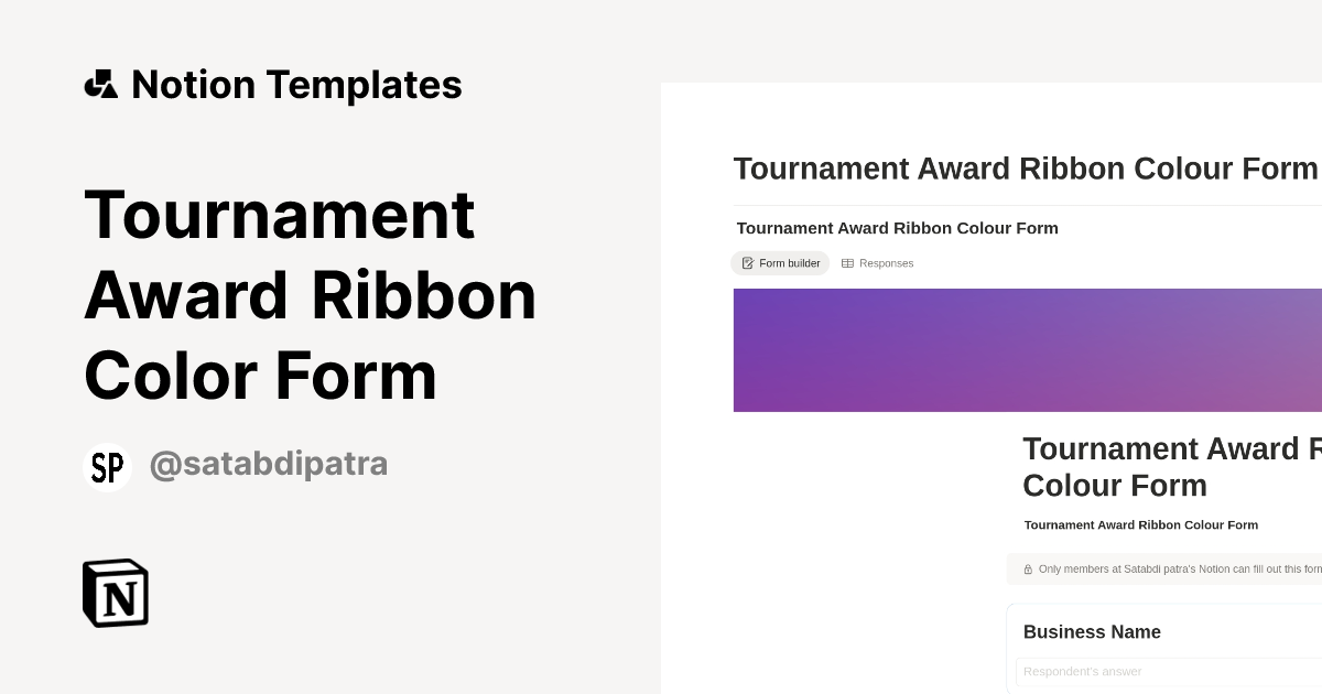 Tournament Award Ribbon Color Form Template by Satabdi Patra | Notion ...