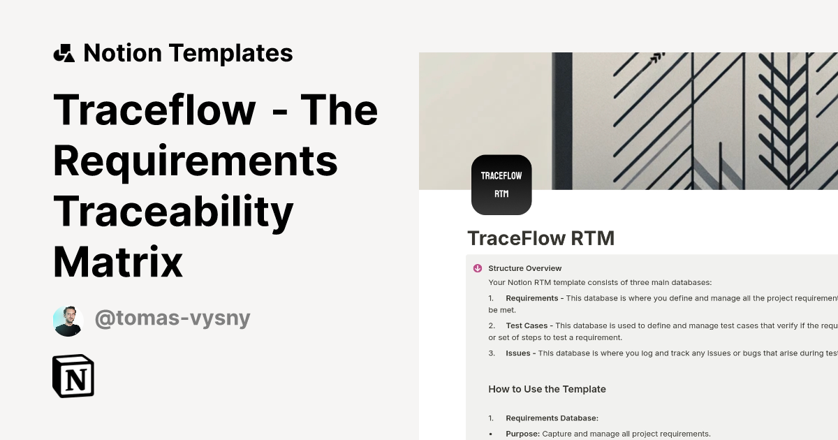 Traceflow - The Requirements Traceability Matrix Template | Notion ...