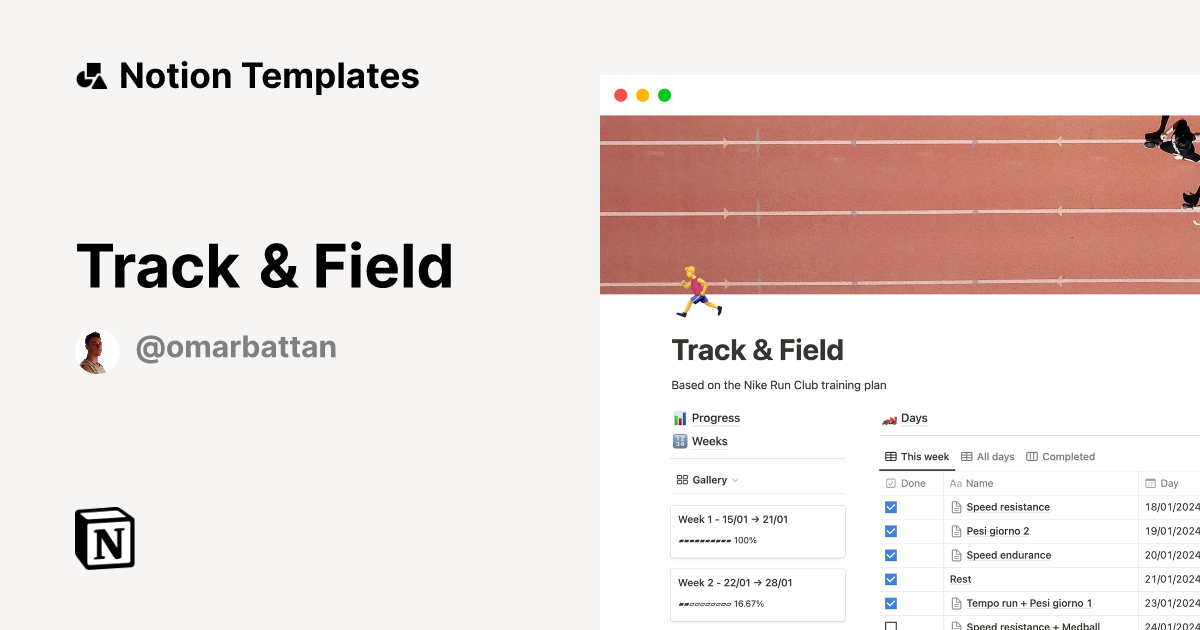 Track & Field Template | Notion Marketplace