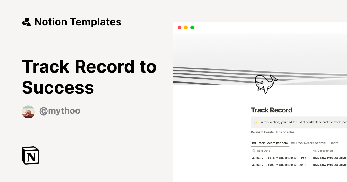 Track Record to Success Template by MyThoo | Notion Marketplace