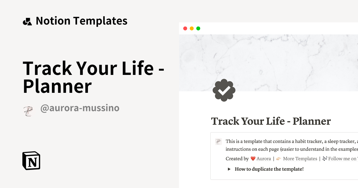 Track Your Life - Planner Template | Notion Marketplace