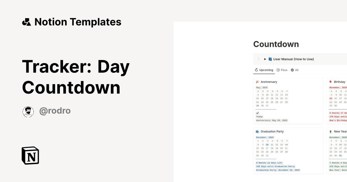 Tracker: Day Countdown Template by Rodro | Notion Marketplace