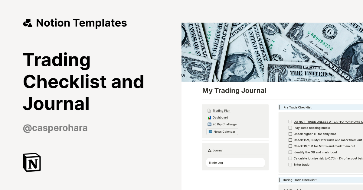 Trading Checklist and Journal Template by Callum Ohara | Notion Marketplace