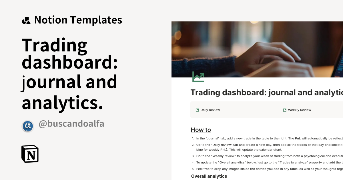 Trading dashboard: journal and analytics. Template by Buscando Alfa ...