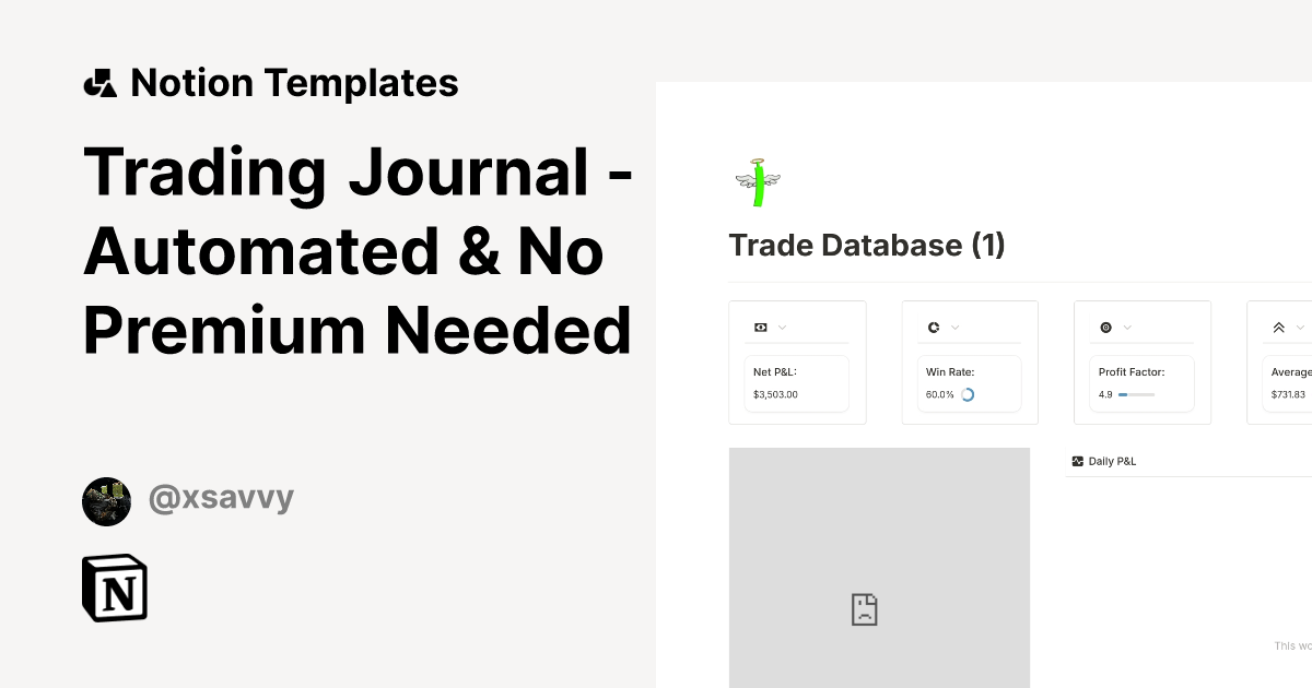 Trading Journal - Automated & No Premium Needed Template | Notion Marketplace