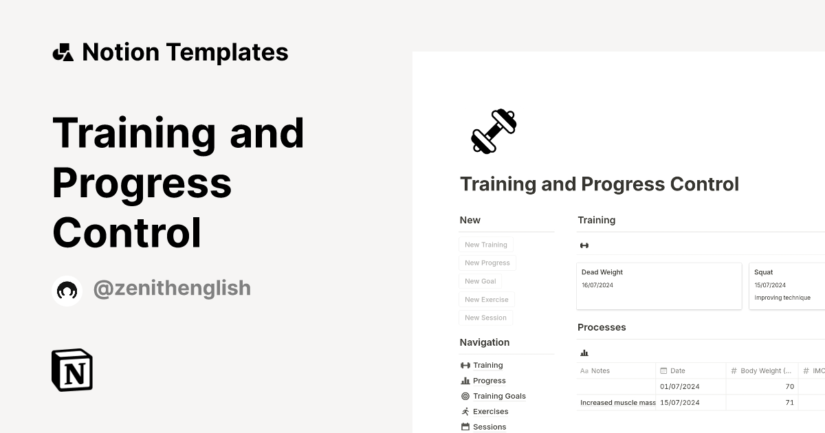 Training and Progress Control Template | Notion Marketplace