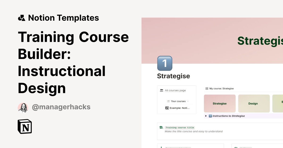Training Course Builder: Instructional Design Template | Notion Marketplace