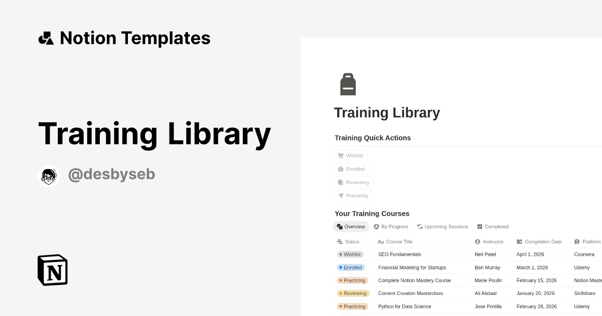 Training Library Template | Notion Marketplace