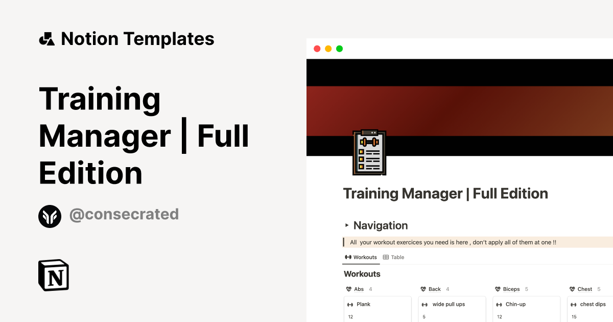 Training Manager | Full Edition Template | Notion Marketplace