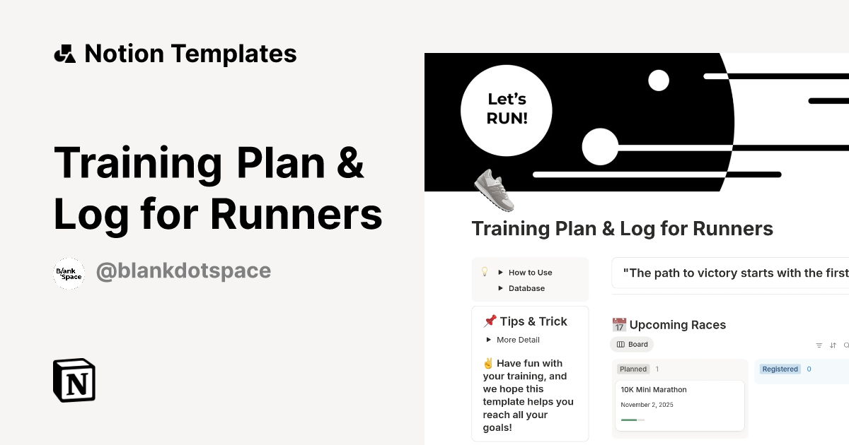 Training Plan & Log for Runners Template | Notion Marketplace