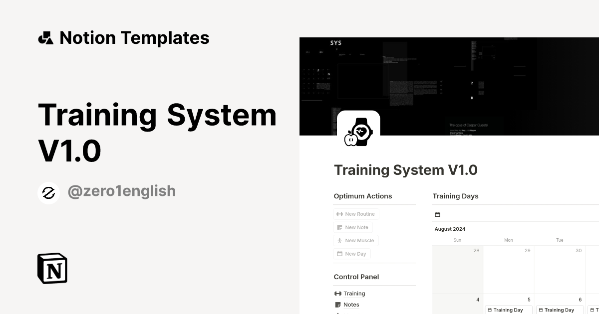 Training System V1.0 Template by Zero1 | Notion Marketplace