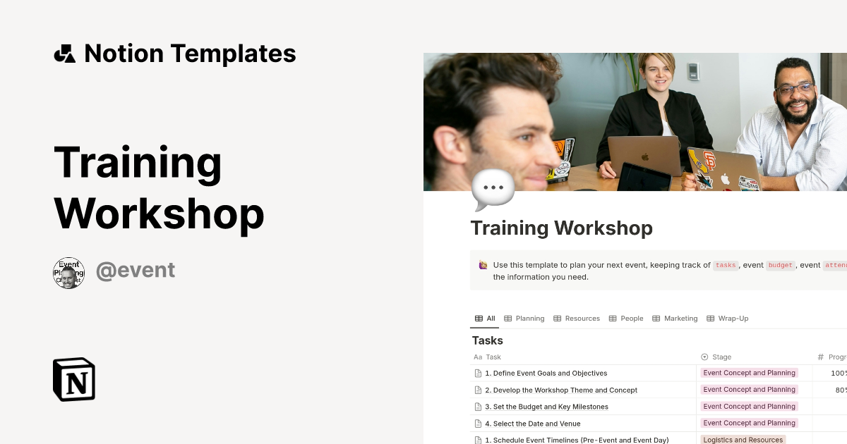 Training Workshop Template by Event Planning Checklist | Notion Marketplace