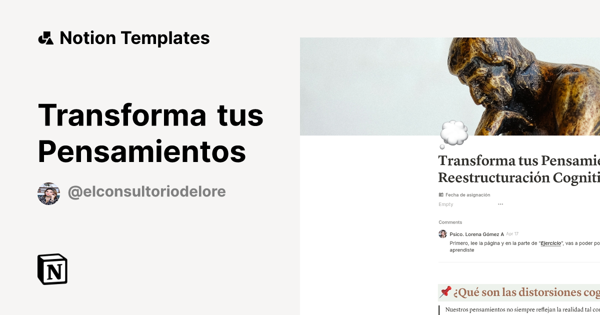 Transforma tus Pensamientos Template | Notion Marketplace