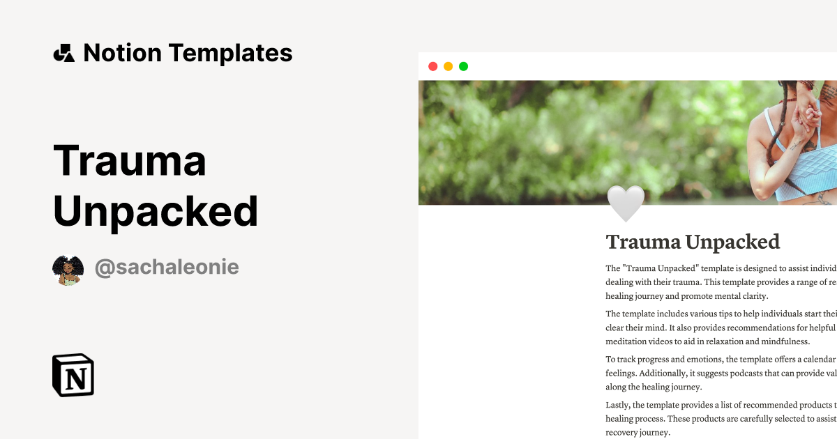 Trauma Unpacked Template by Sacha | Notion Marketplace