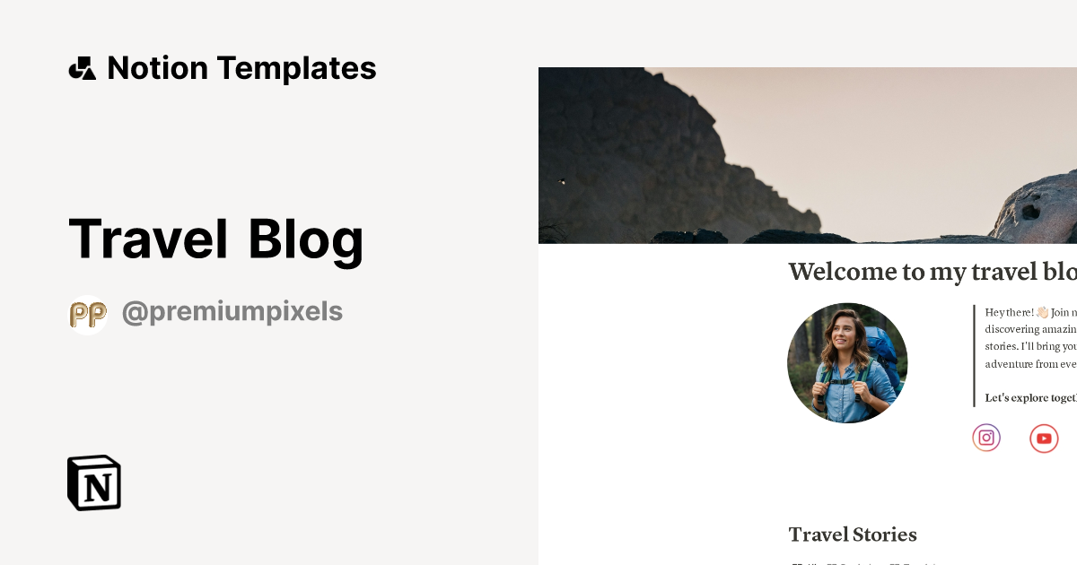Travel Blog Template by Premium Pixels | Notion Marketplace