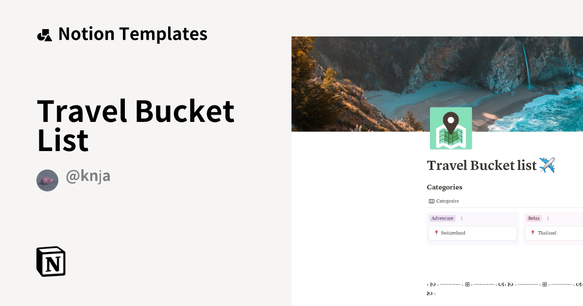 Travel Bucket List Template | Notion Marketplace