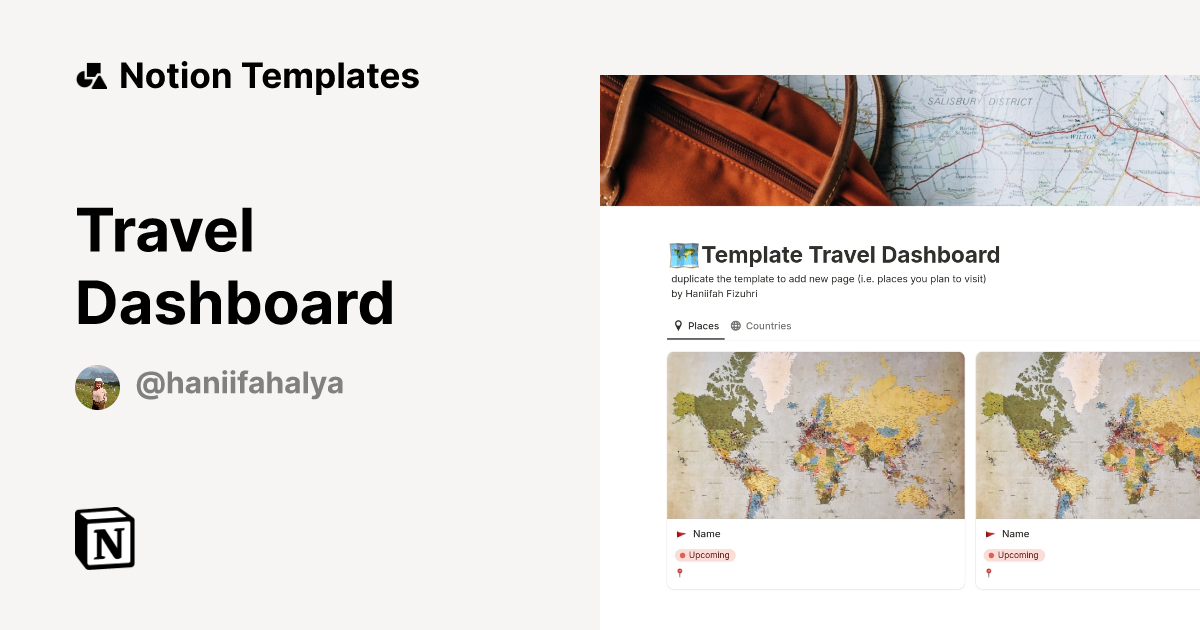 Travel Dashboard Template by Haniifah Fizuhri | Notion Marketplace