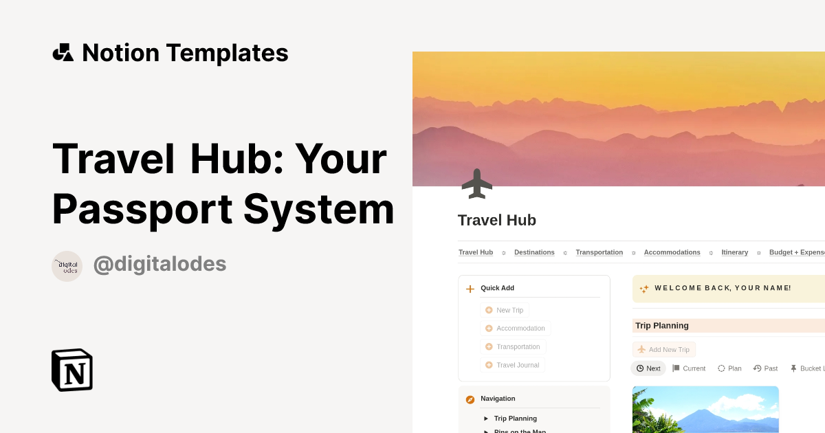 Travel Hub: Your Passport System Template | Notion Marketplace