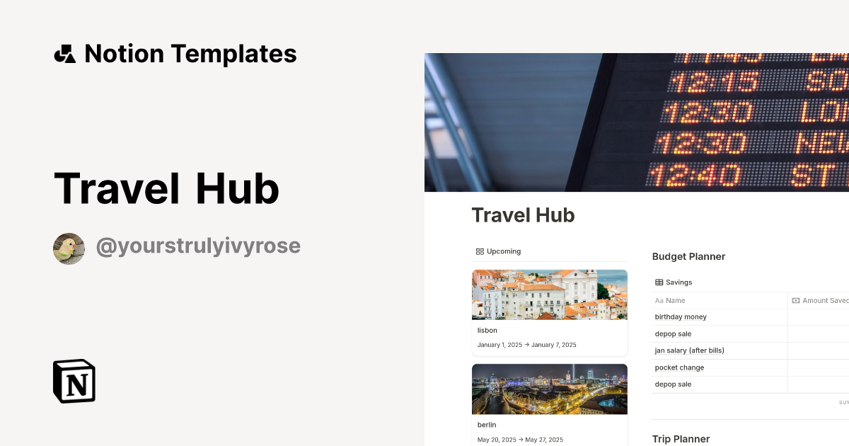 Travel Hub Template | Notion Marketplace