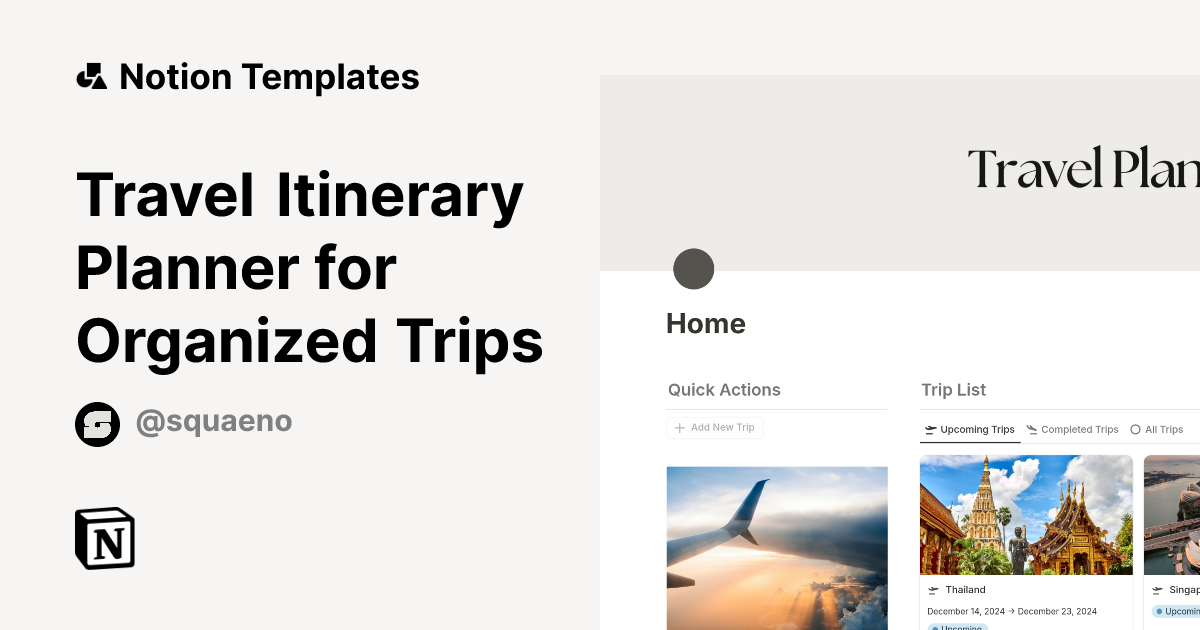 Travel Itinerary Planner for Organized Trips Template by Squaeno ...