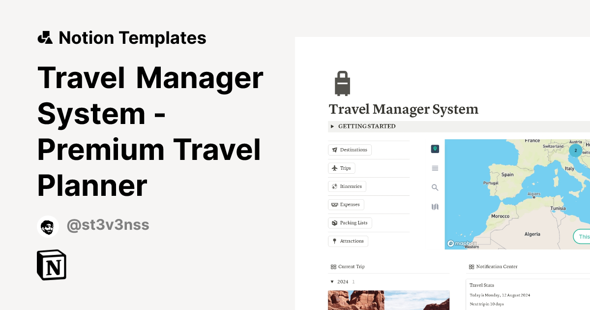 Travel Manager System - Premium Travel Planner Template | Notion ...