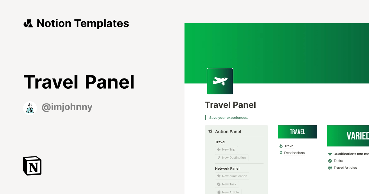 Travel Panel Template by Ingles | Notion Marketplace