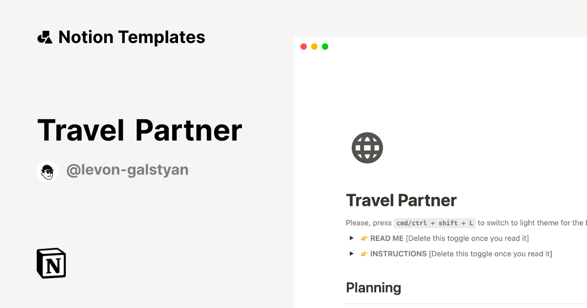 Travel Partner Template | Notion Marketplace