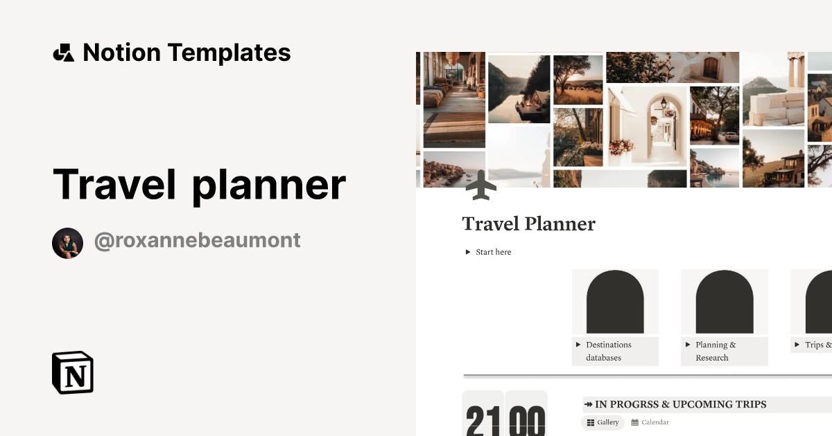 Travel planner Template by Roxanne Beaumont | Notion Marketplace