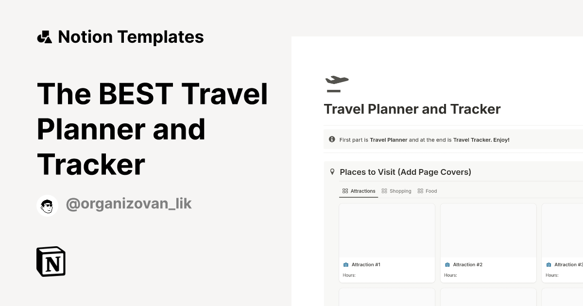 The BEST Travel Planner and Tracker Template by Organizovan Lik ...