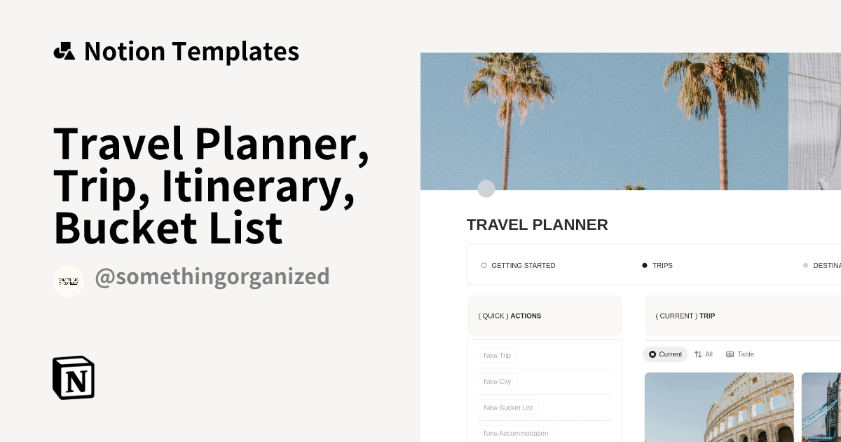 Travel Planner, Trip, Itinerary, Bucket List Template by Something ...