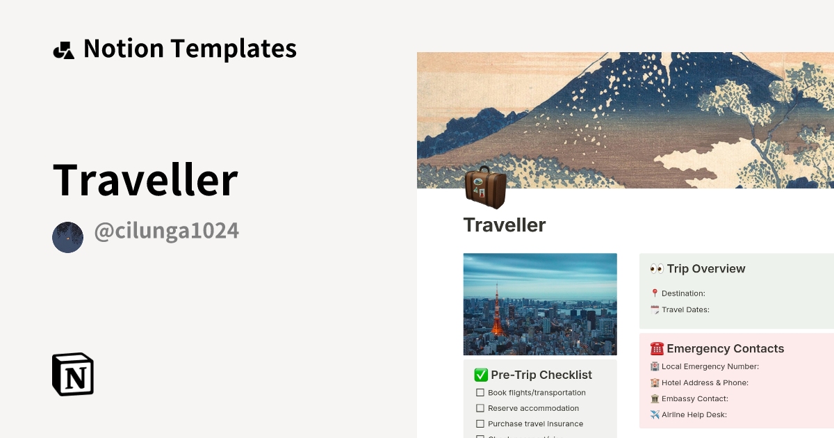Traveller Template by Pikt | Notion Marketplace