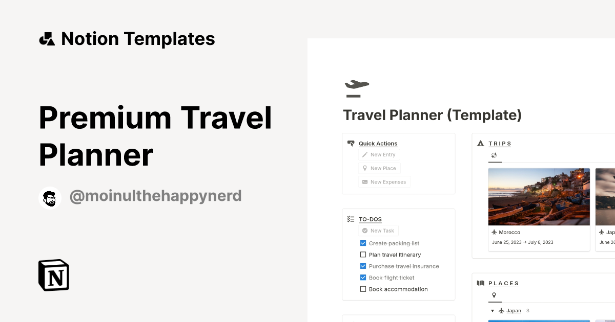 Premium Travel Planner Template | Notion Marketplace